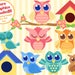 Cute Owls Clipart Set, Personal and Commercial Use Vector Owls Digital ...