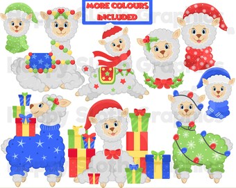 Llama Christmas Clipart personal and Limited Commercial Use - Etsy
