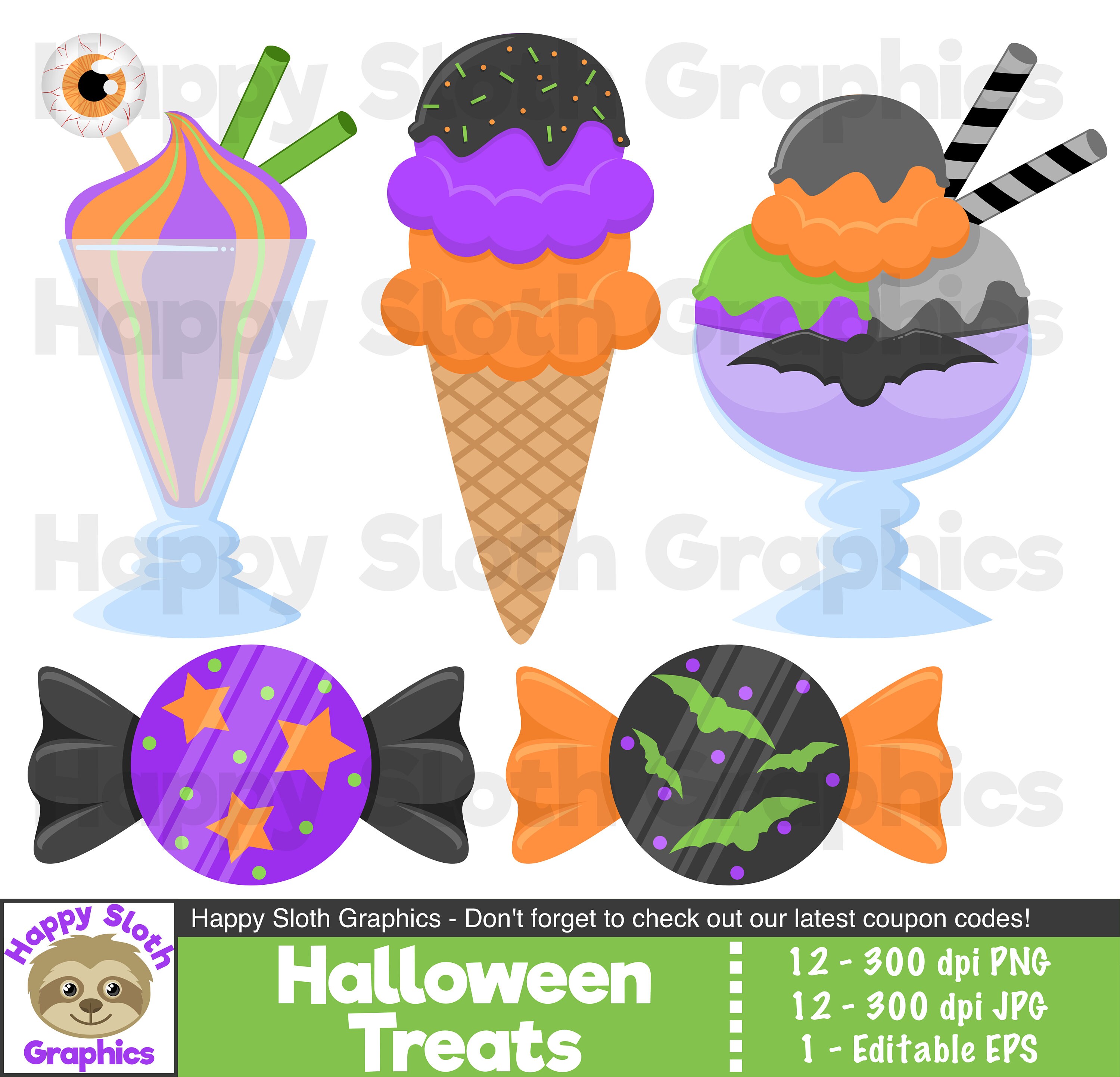 Halloween Treats Clipart Set Personal and Commercial Use - Etsy