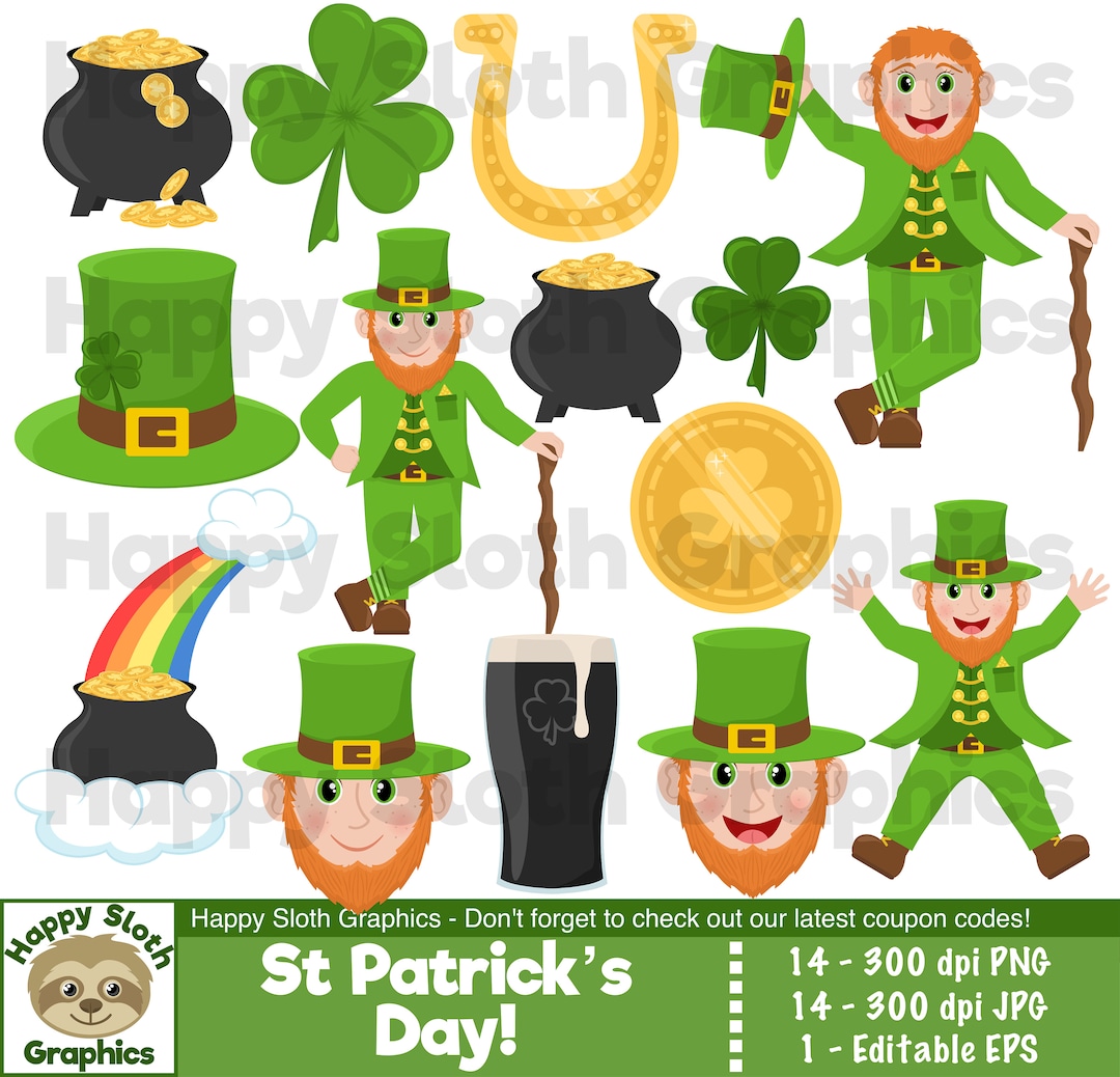 St Patrick’s Day Clipart Set, Personal and Commercial Use Vector St ...