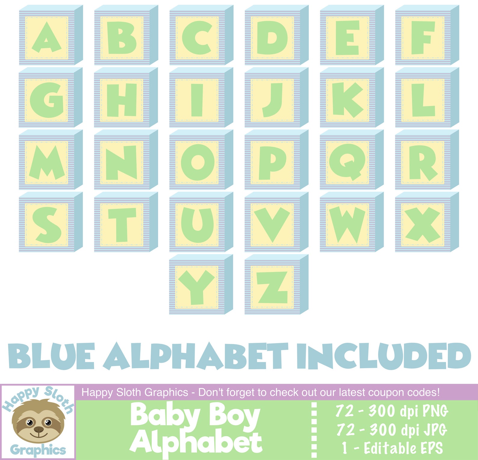 Baby Boy Alphabet Block Clipart Set Personal and Commercial - Etsy