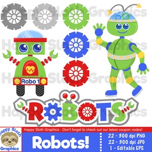 Robots Clipart Set, Personal and Commercial Use Robot Vector Robotic ...
