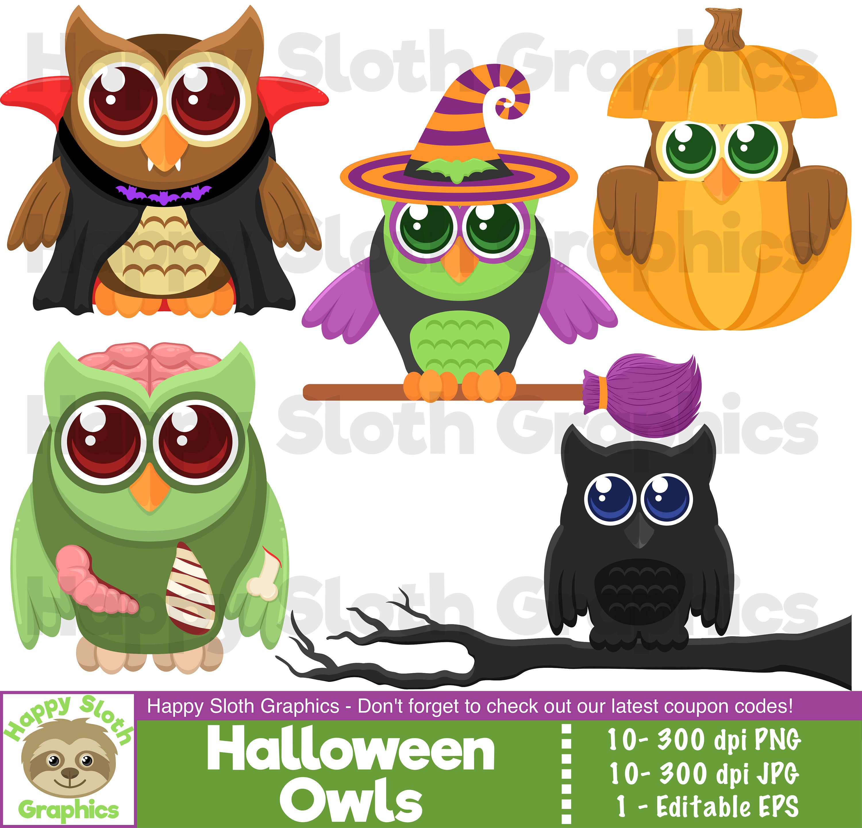 Halloween Owls Clipart Set Personal and Commercial Use - Etsy