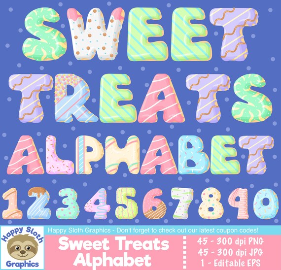 Sweet Treats Donut Alphabet clipart set personal and | Etsy