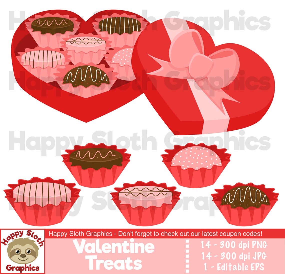Valentines Treats Clipart Set, Personal and Commercial Use Vector ...