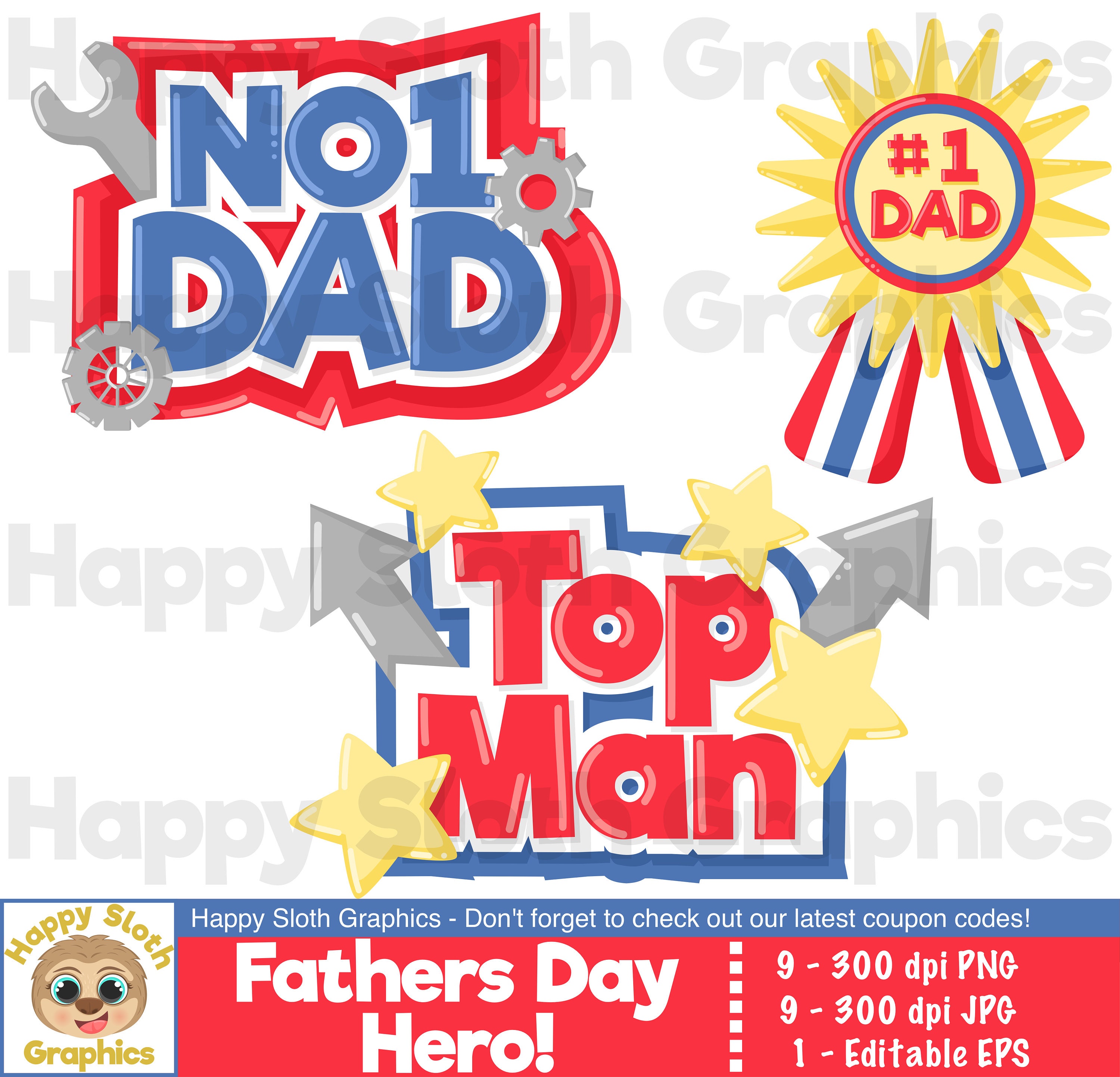 Fathers Day Hero Clipart Set, Personal and Commercial Use Vector ...