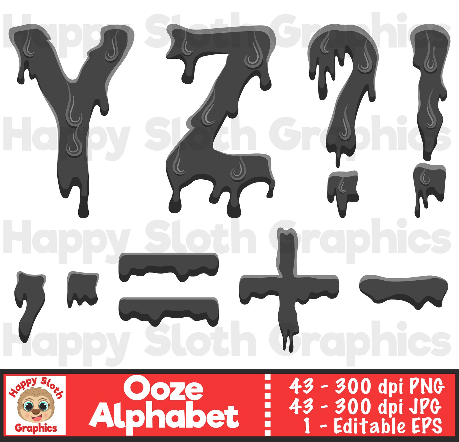 Black Ooze Clipart Set, Personal and Commercial Use Vector, Halloween ...