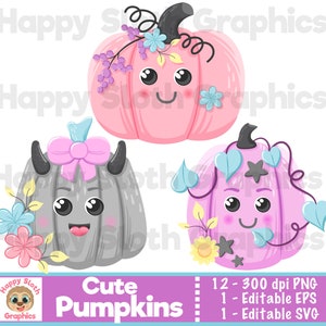 Cute Pumpkins Clipart Set Personal and Commercial Use Vector - Etsy