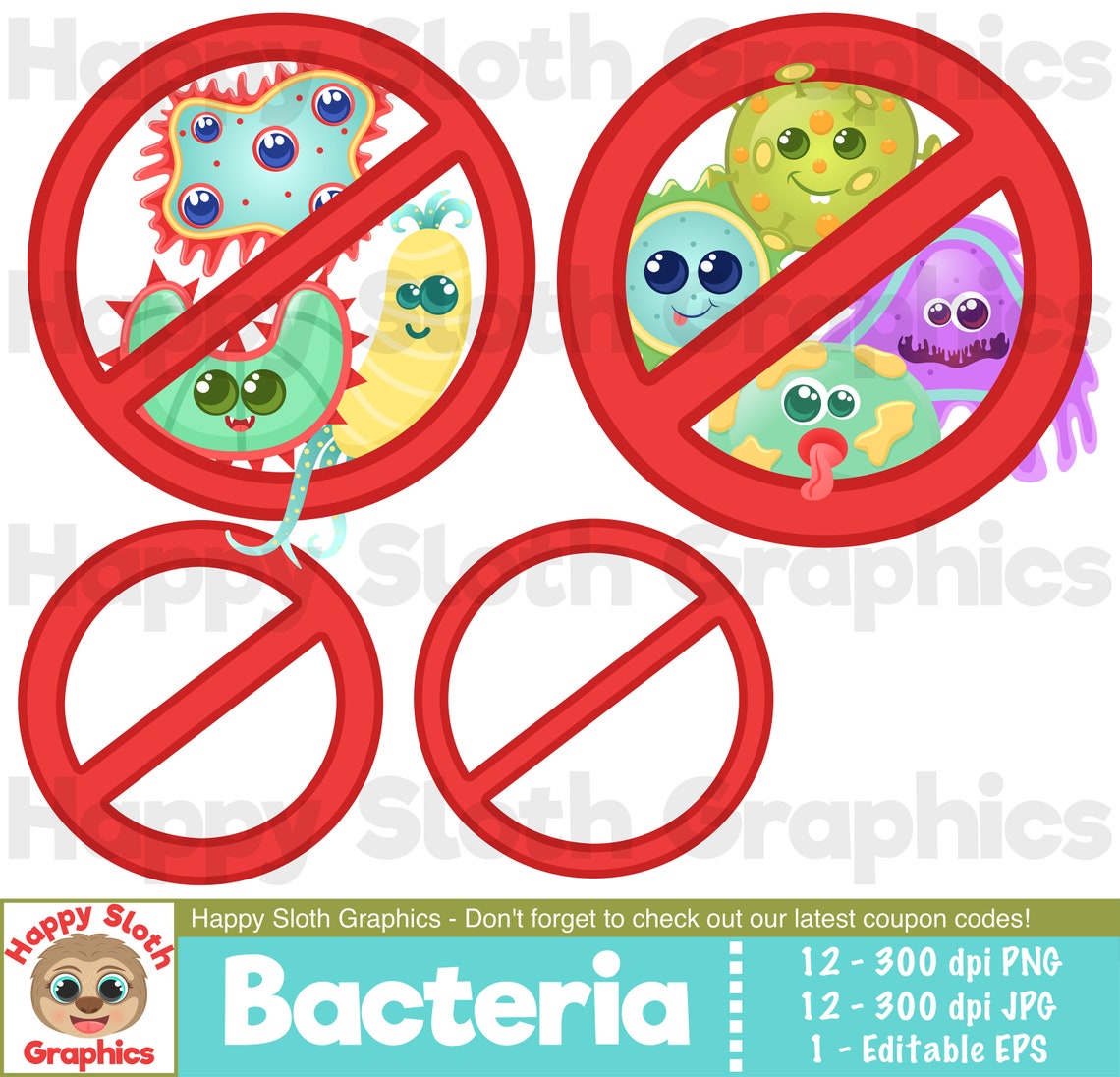 Bacteria Clipart Set Personal and Commercial Use Vector - Etsy Canada