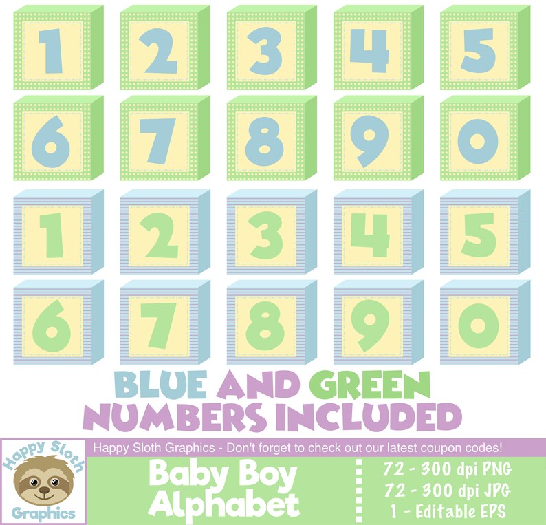 Baby Boy Alphabet Block Clipart Set Personal and Commercial - Etsy