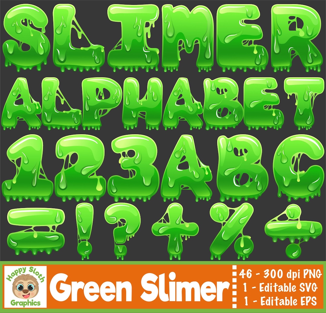 Green Slime Alphabet Clipart Set, Personal and Commercial Use Vector ...