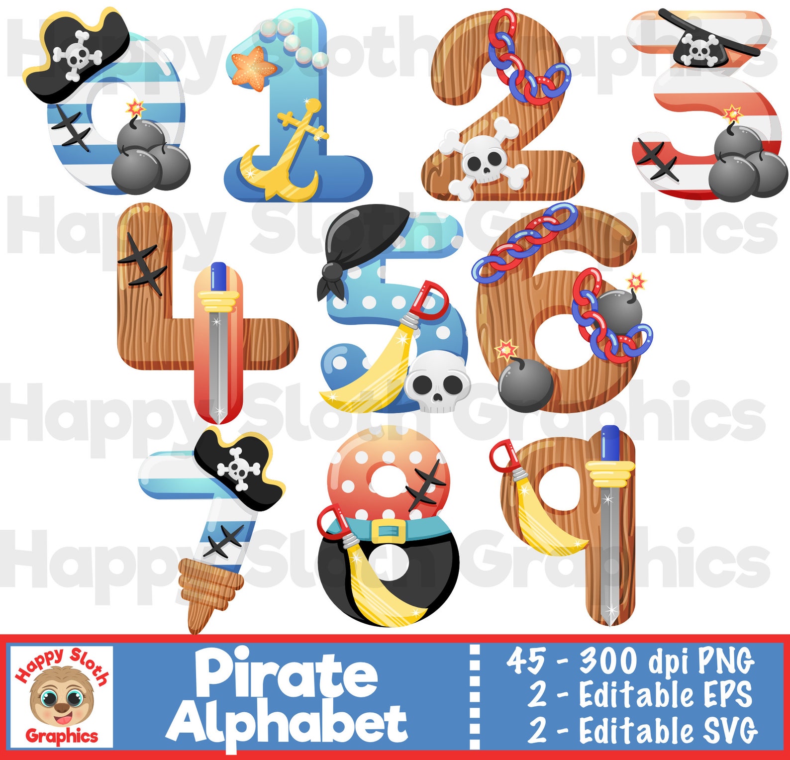 Pirate Alphabet Alphabet Clipart Set Personal and Commercial - Etsy