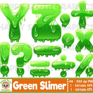 Green Slime Alphabet Clipart Set, Personal and Commercial Use Vector ...