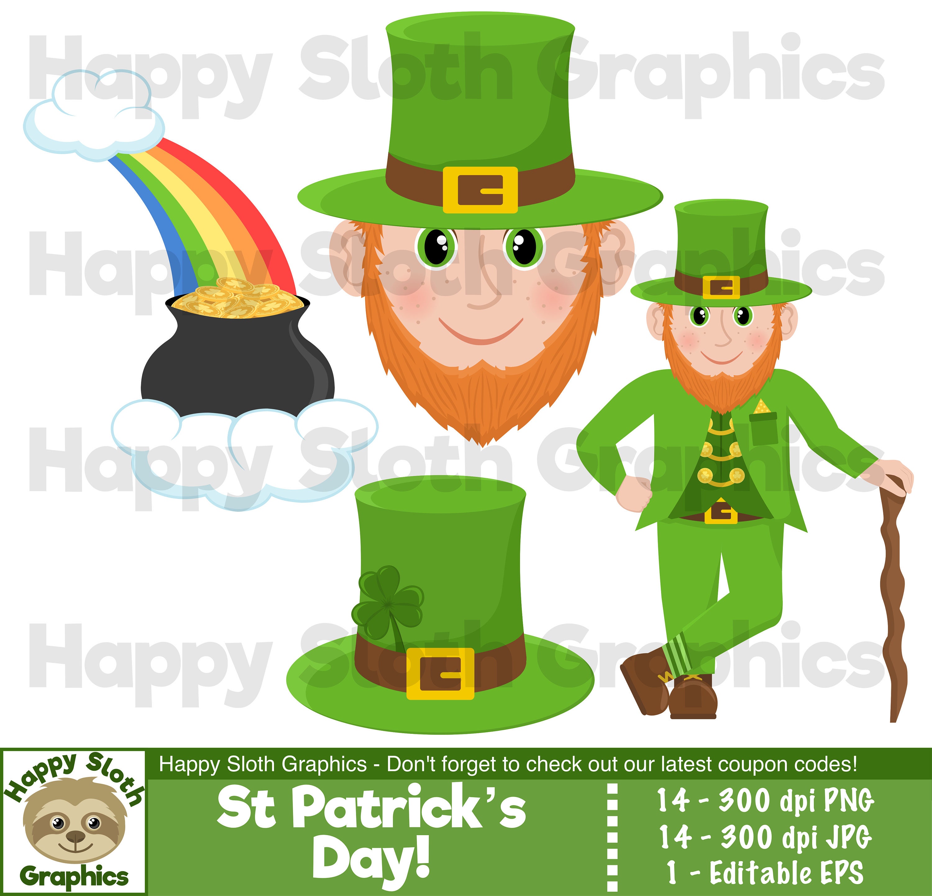 St Patricks Day Clipart Set, Personal and Commercial Use Vector St ...
