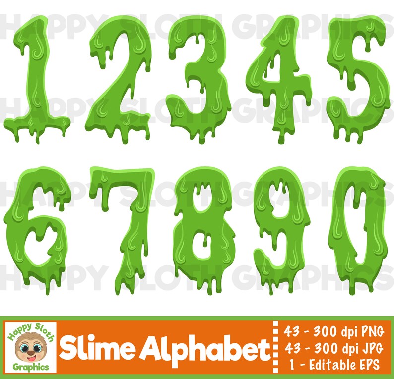 Green Slime Clipart Set, Personal and Commercial Use Vector, Halloween ...