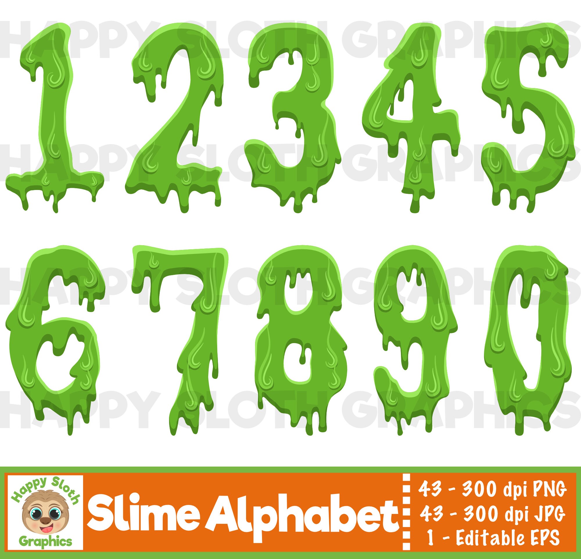 Green Slime Clipart Set, Personal and Commercial Use Vector, Halloween ...