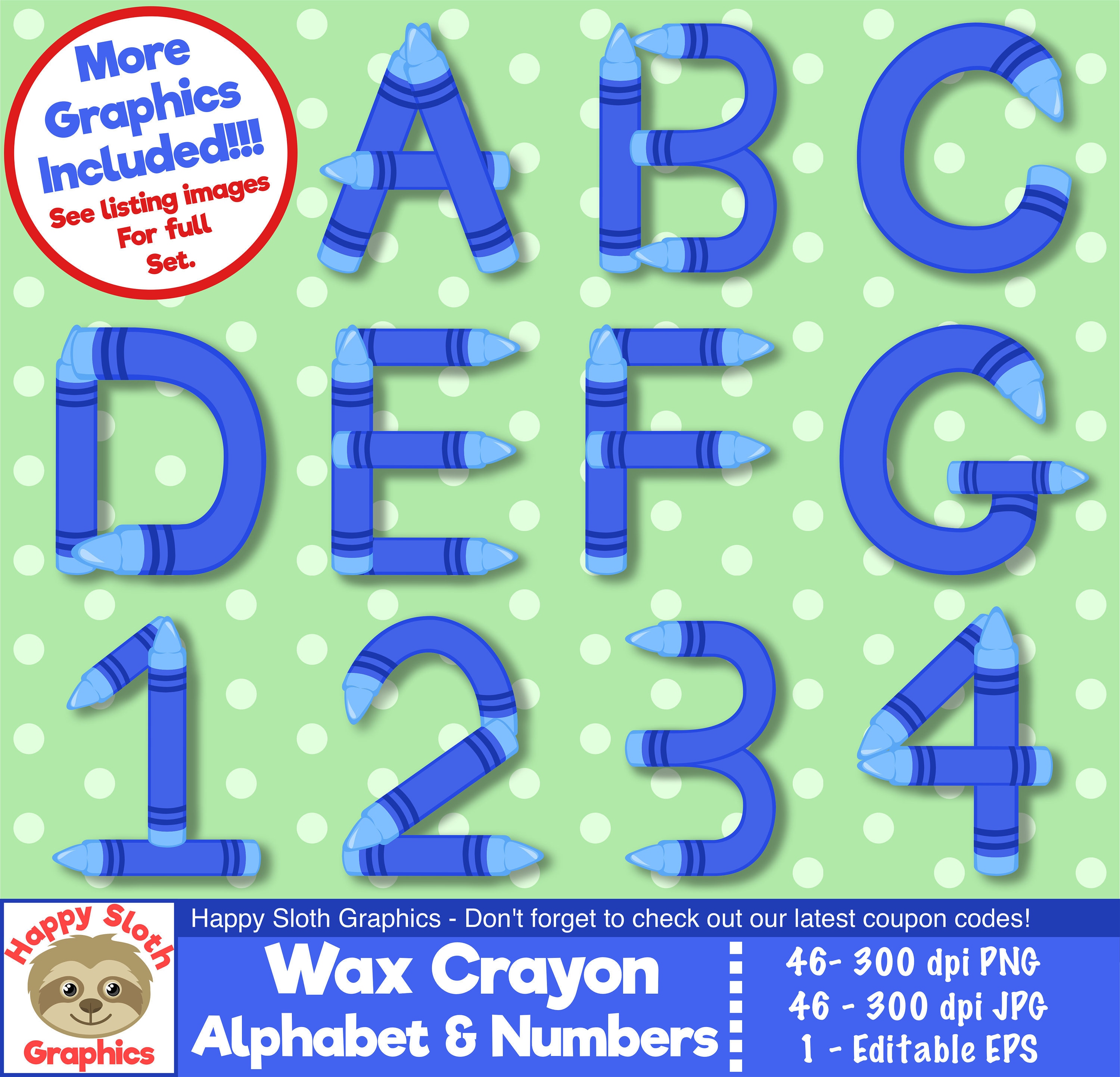 Blue Wax Crayon Alphabet Clipart Set Personal and Commercial - Etsy
