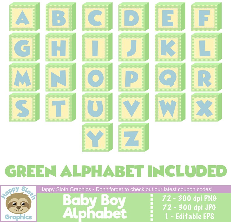 Baby Boy Alphabet Block Clipart Set Personal and Commercial - Etsy