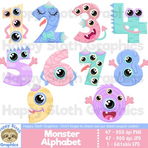 Pastel Monster Alphabet Clipart Set, Personal and Commercial Use Vector ...