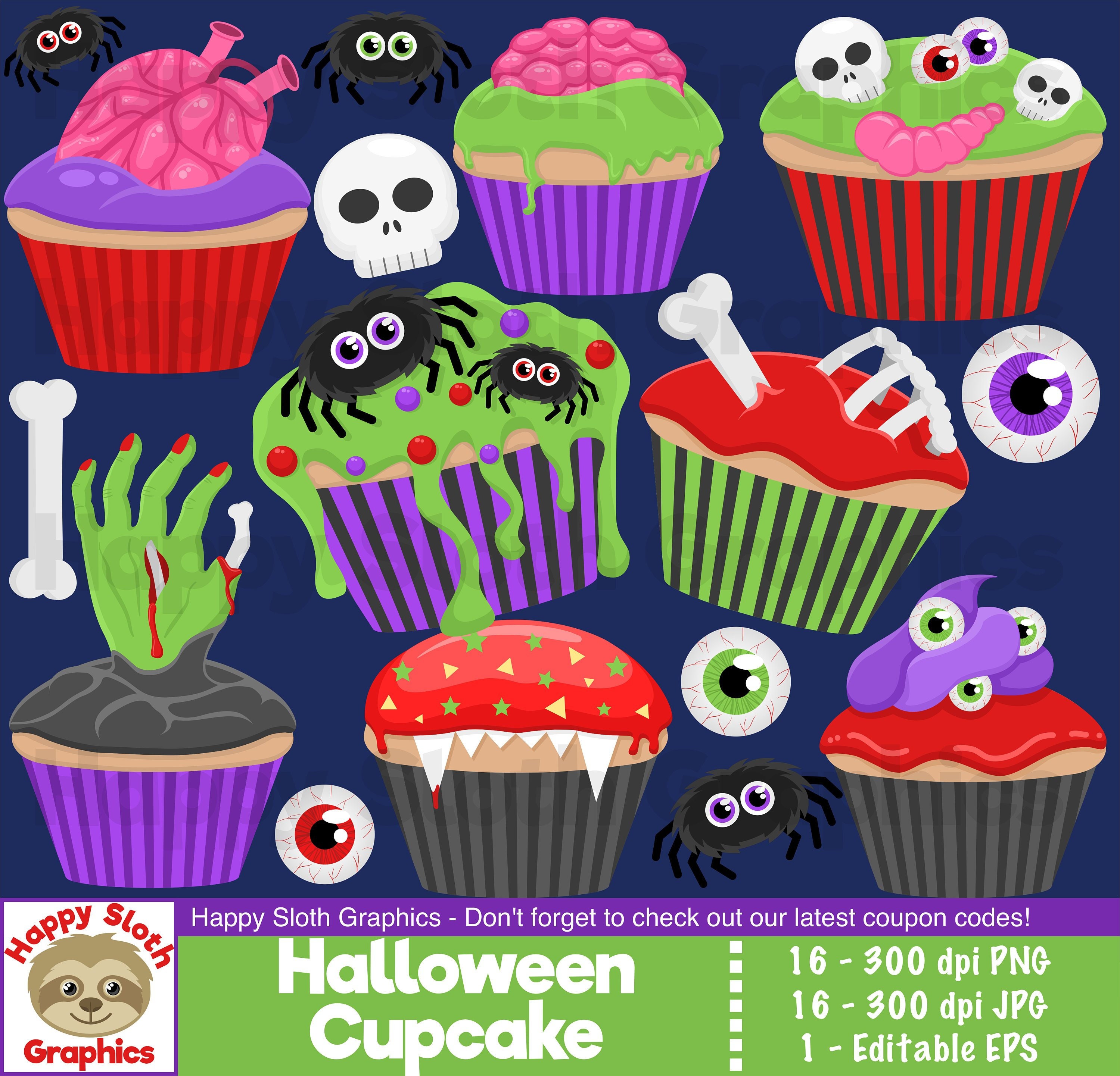 Halloween Cupcakes Clipart Set Personal and Commercial Use - Etsy UK