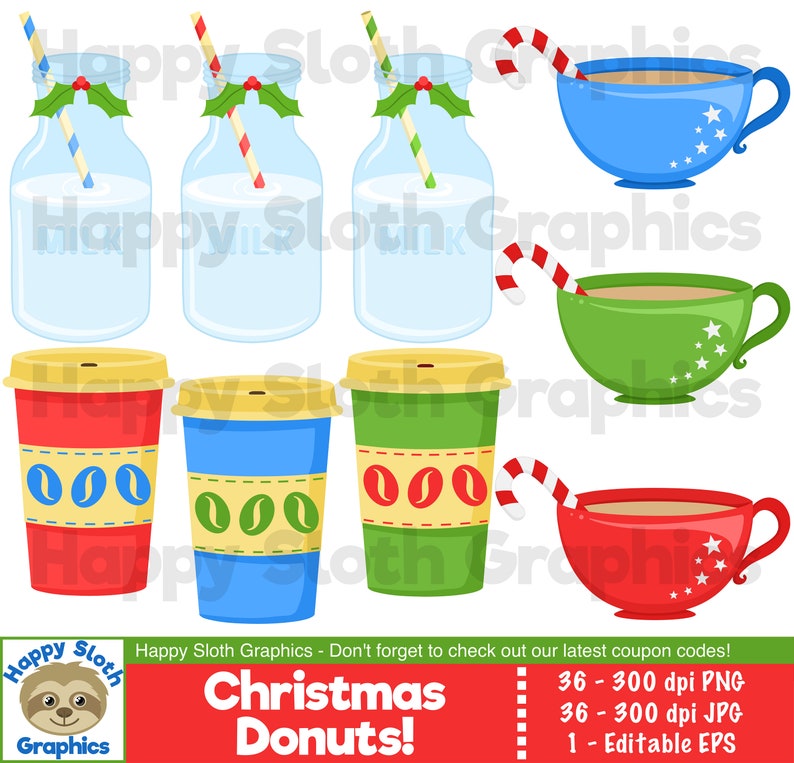 Delicious Christmas Donuts Clipart Set, Personal and Commercial Use ...