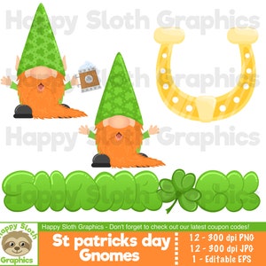 St Patrick’s Day Gnomes Clipart Set, Personal and Commercial Use Vector ...