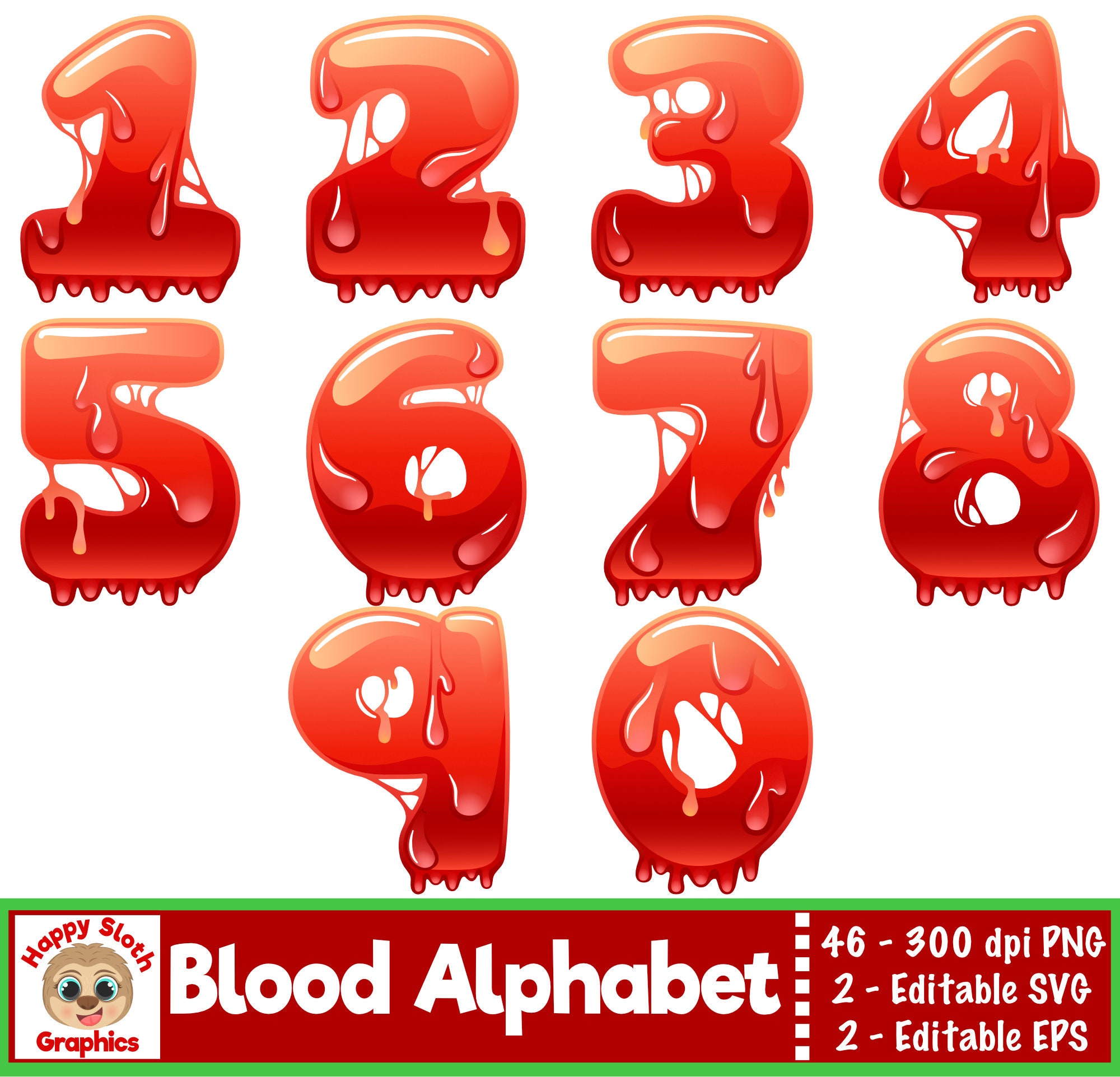 Blood Red Alphabet Clipart Set Personal and Commercial Use - Etsy