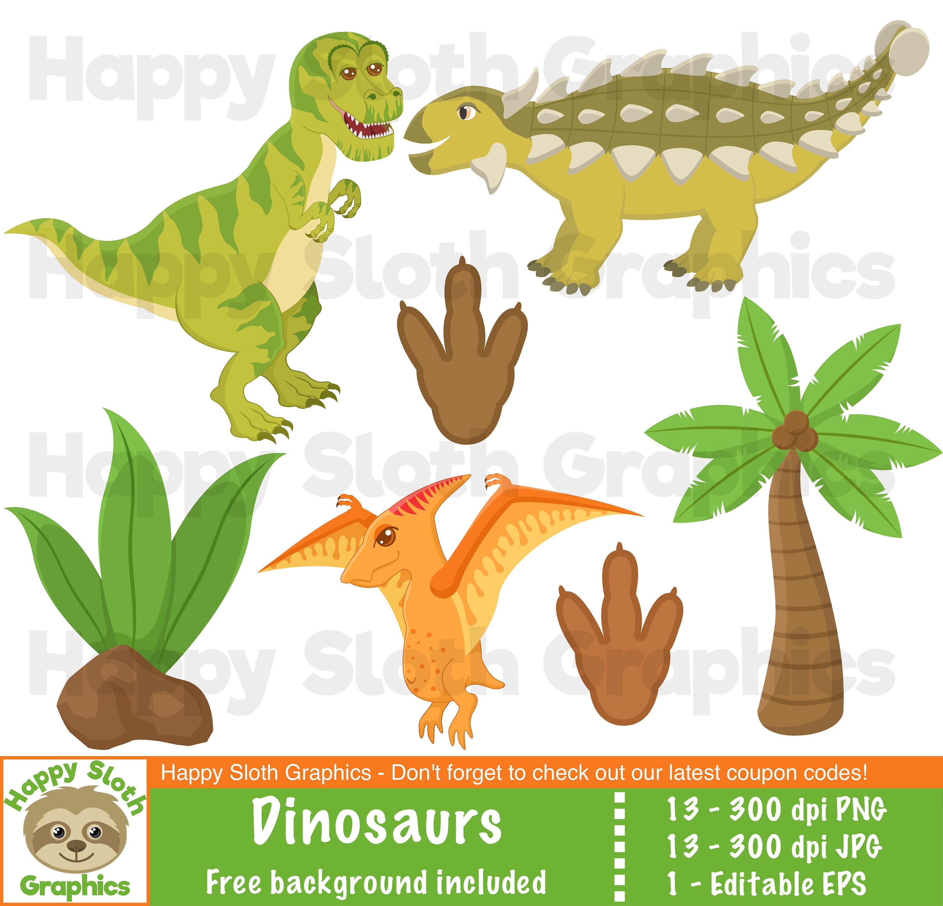 Dinosaur Clipart Set Personal and Commercial Use Vector - Etsy UK