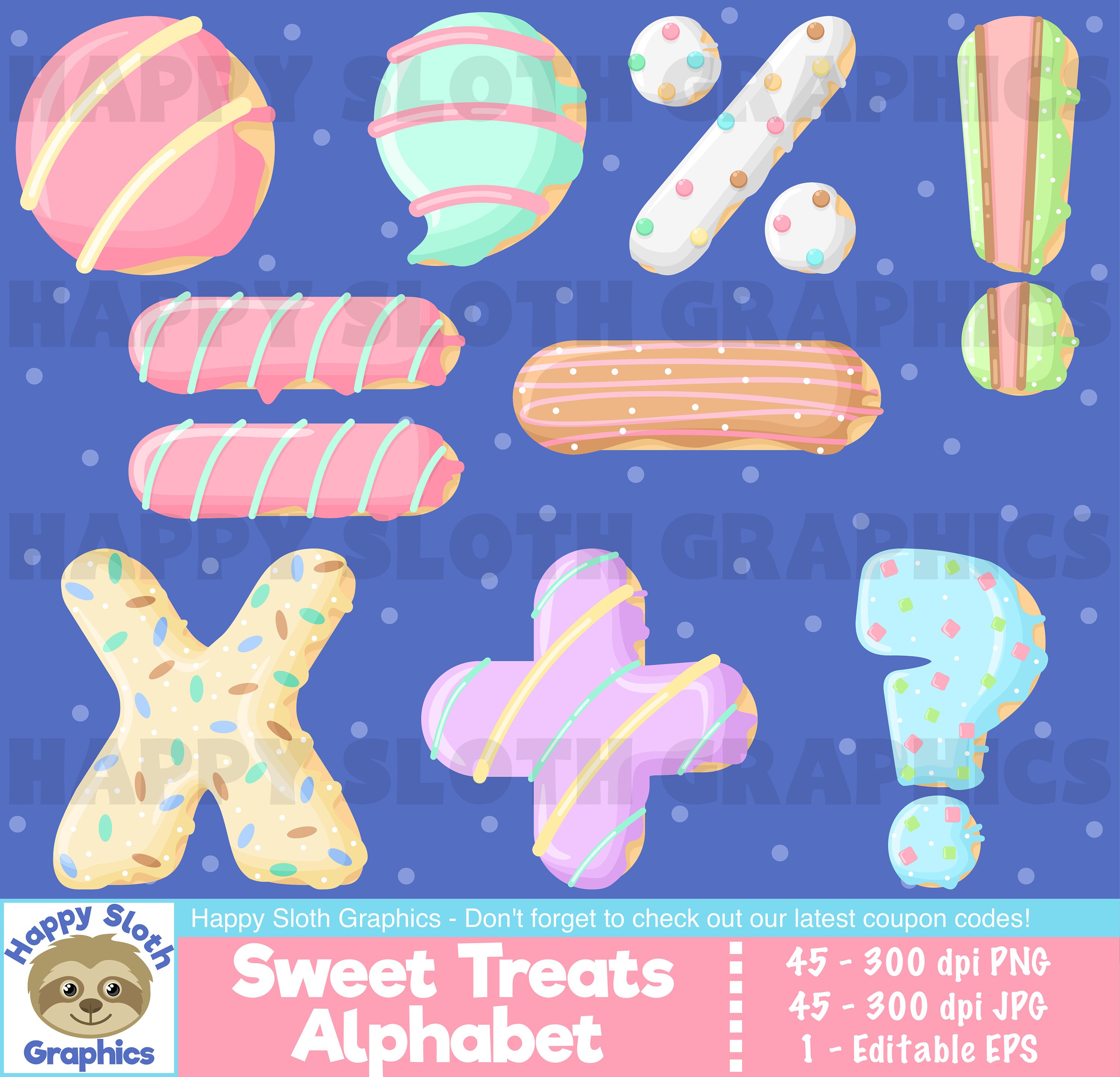 Sweet Treats Donut Alphabet Clipart Set Personal and - Etsy