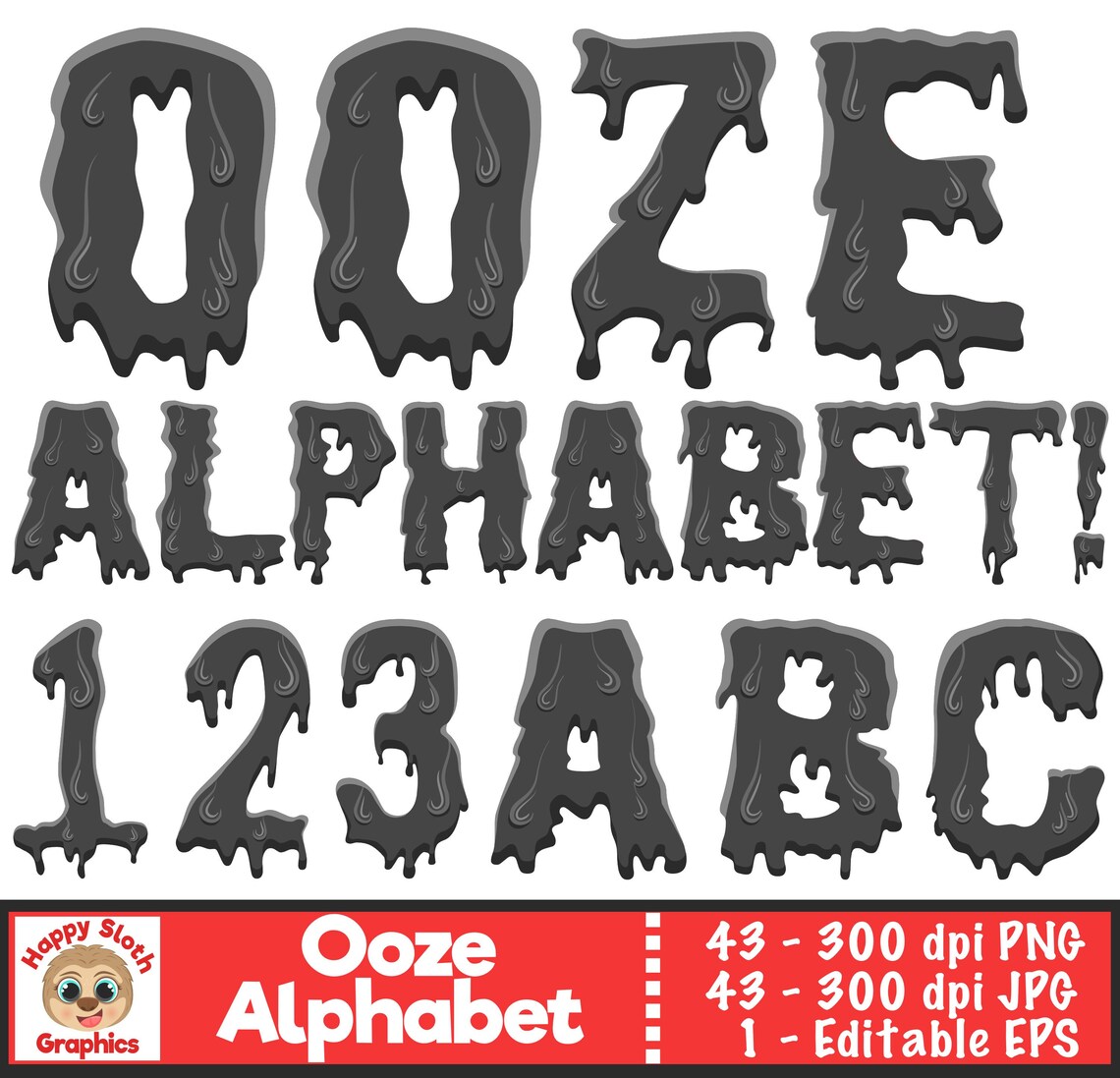 Black Ooze Clipart Set Personal and Commercial Use Vector - Etsy