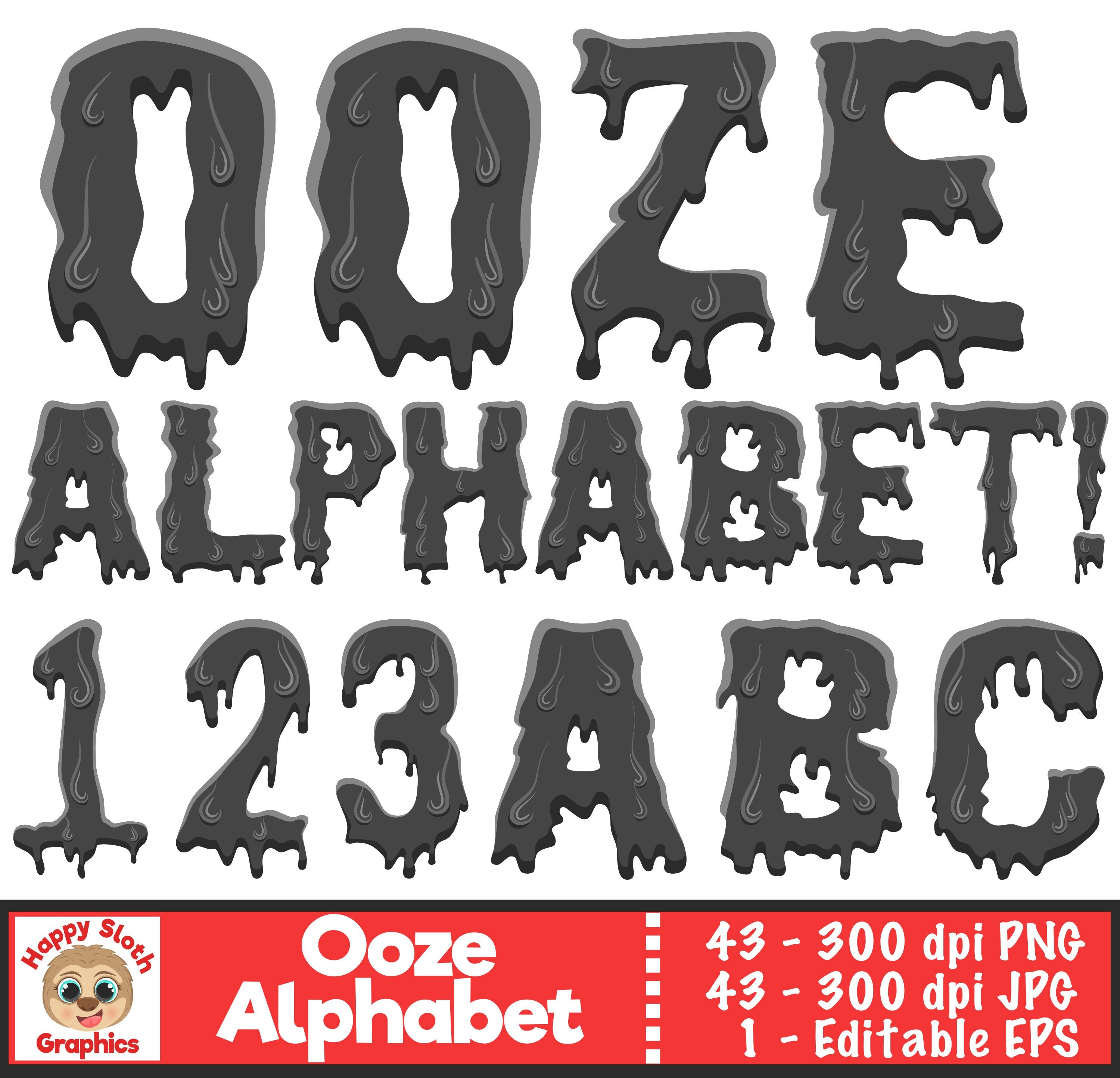 Black Ooze Clipart Set, Personal and Commercial Use Vector, Halloween ...