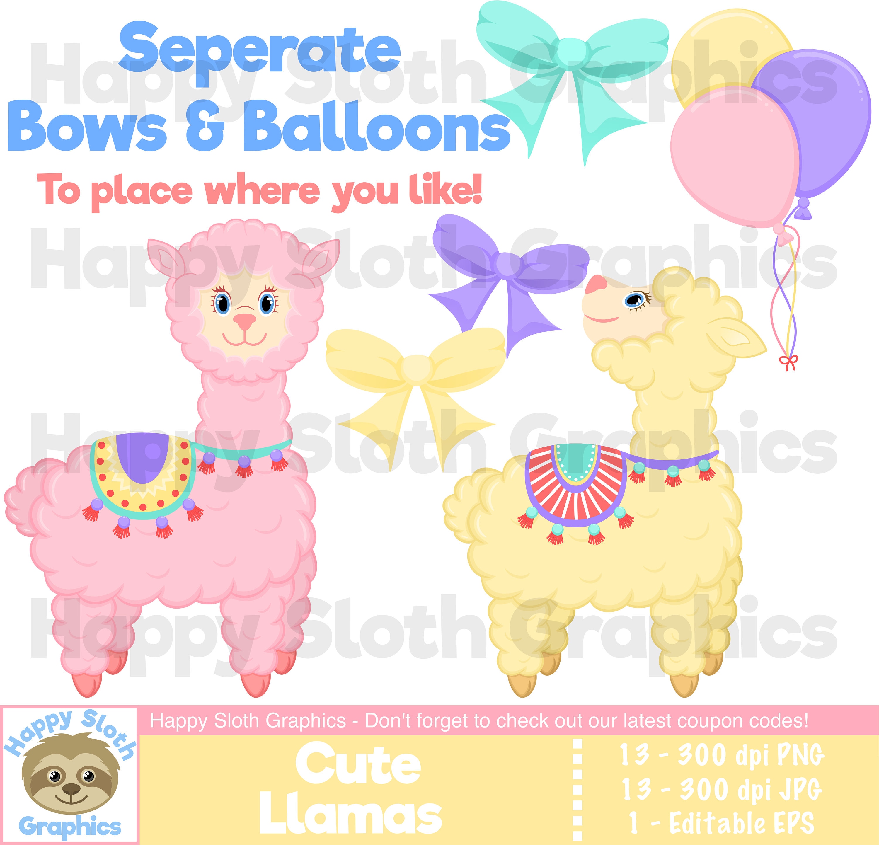 Cute Llama Clipart Set, Personal and Commercial Use Vector Alpaca ...