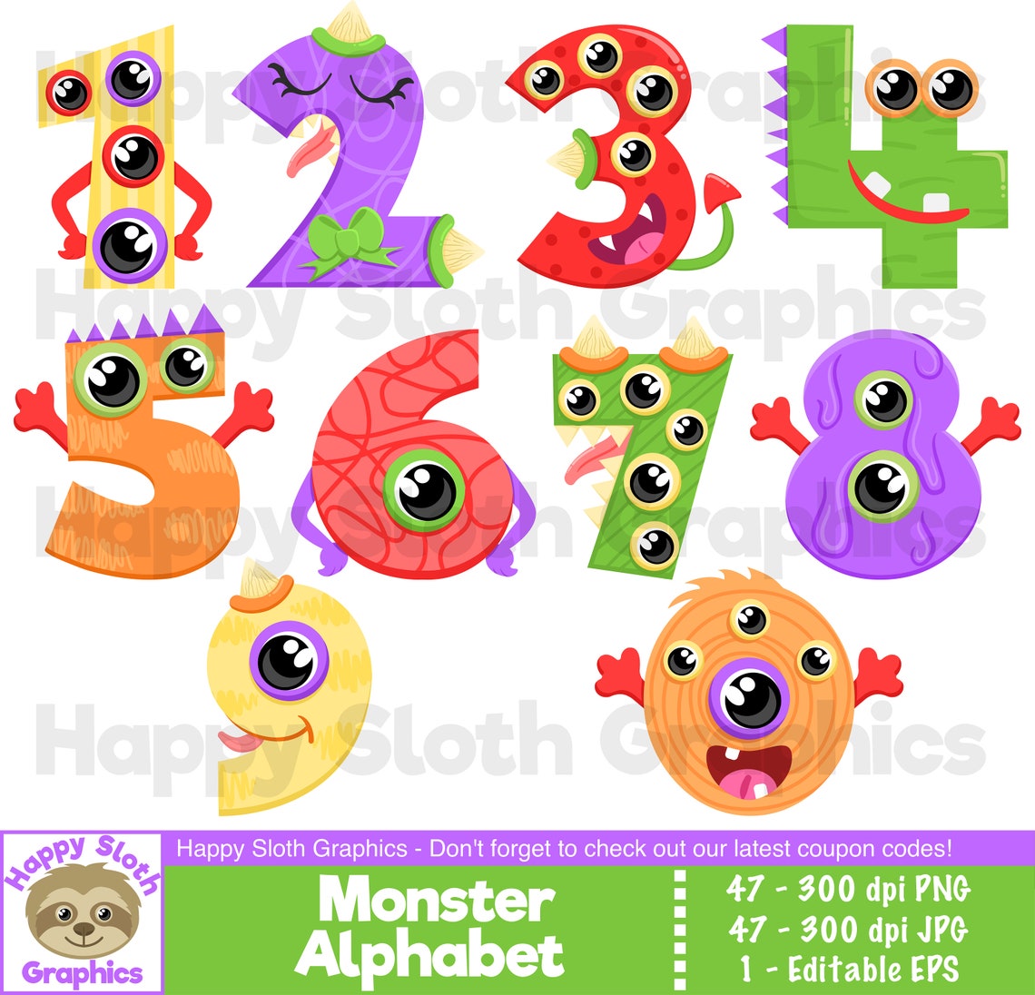 Monster Alphabet clipart set personal and commercial use | Etsy