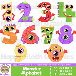 Monster Alphabet Clipart Set, Personal and Commercial Use Vector ...