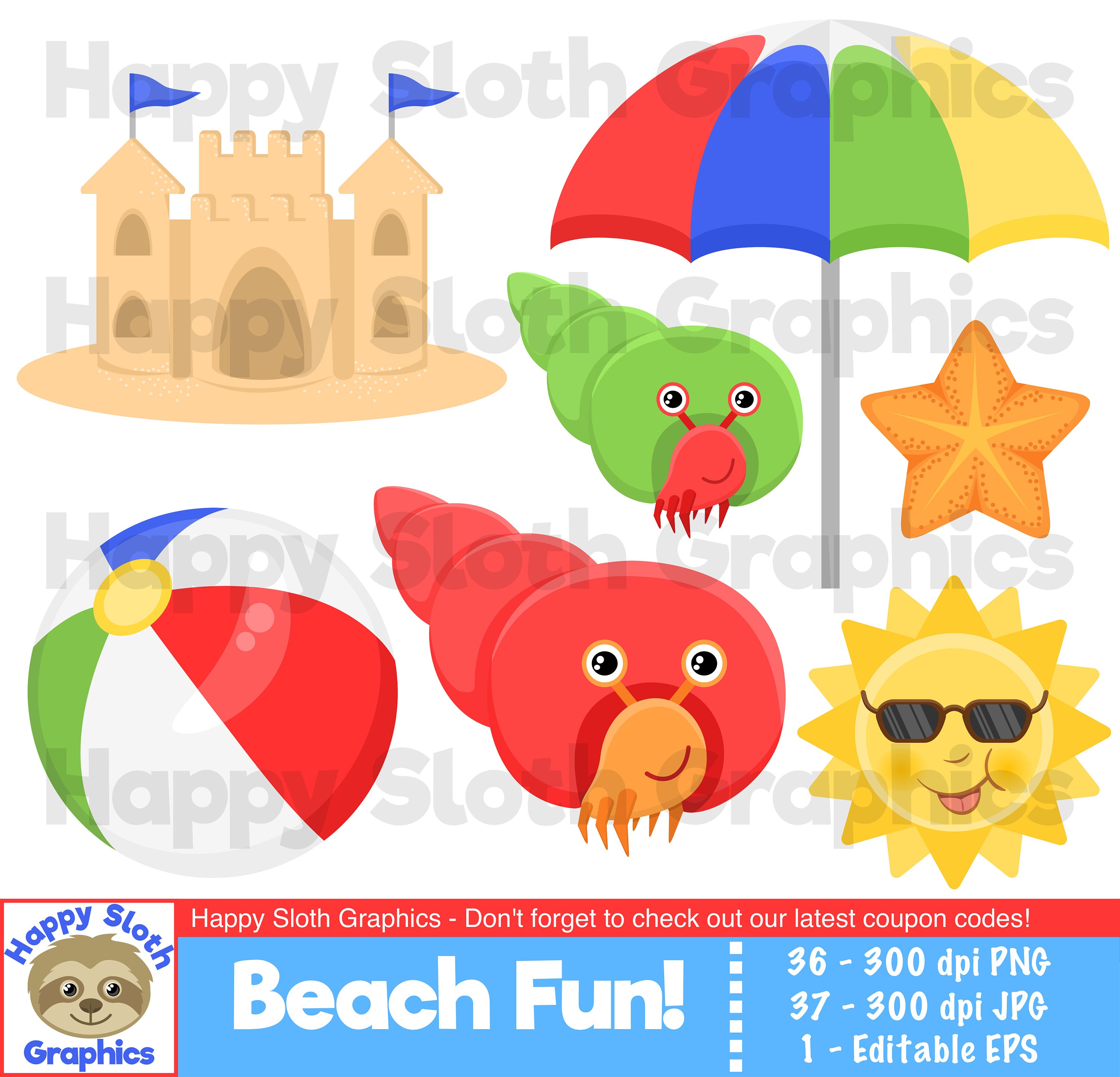 Beach Fun Clipart Set Personal and Commercial Use Vector - Etsy
