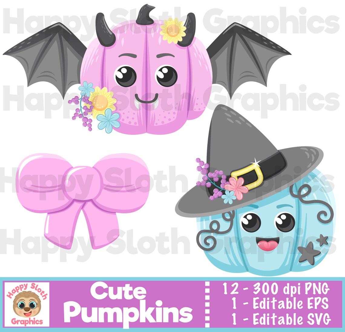 Cute Pumpkins Clipart Set Personal and Commercial Use Vector - Etsy