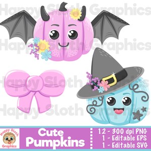 Cute Pumpkins Clipart Set Personal and Commercial Use Vector - Etsy