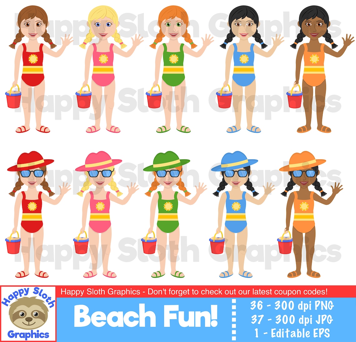 Beach Fun Clipart Set Personal and Commercial Use Vector - Etsy