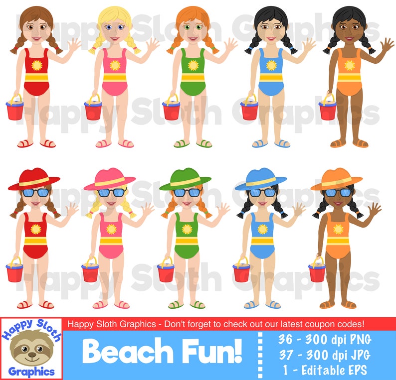 Beach Fun Clipart Set Personal and Commercial Use Vector - Etsy