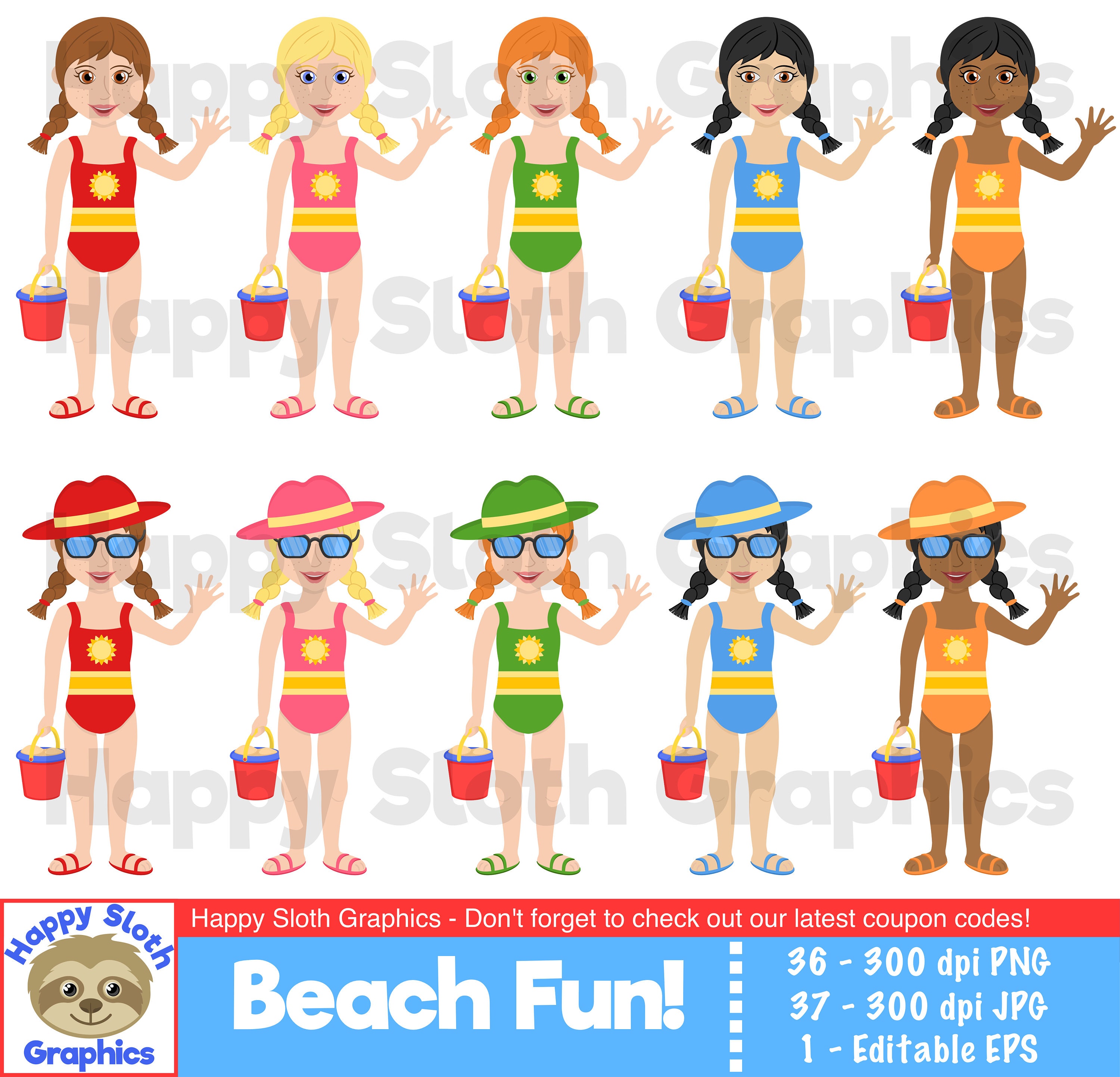 Beach Fun Clipart Set Personal and Commercial Use Vector - Etsy