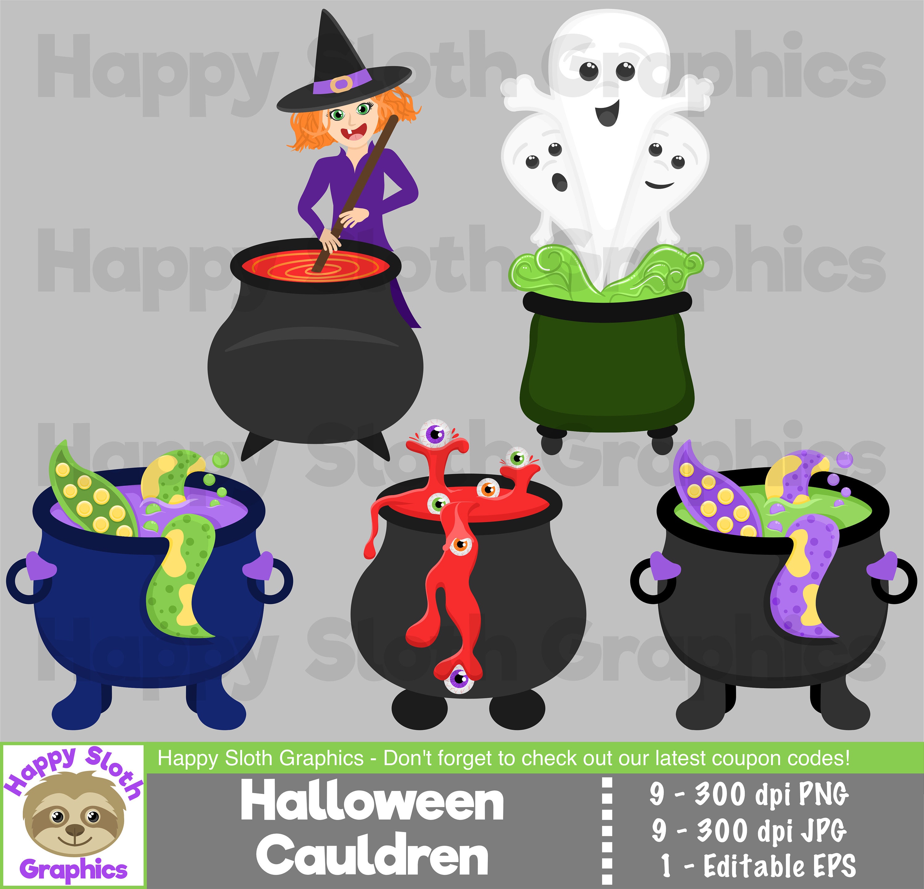 Halloween Cauldrons Clipart Set Personal and Commercial Use - Etsy UK