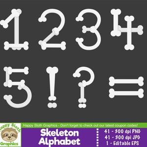 Skeleton Clipart Set, Personal and Commercial Use Vector, Halloween ...