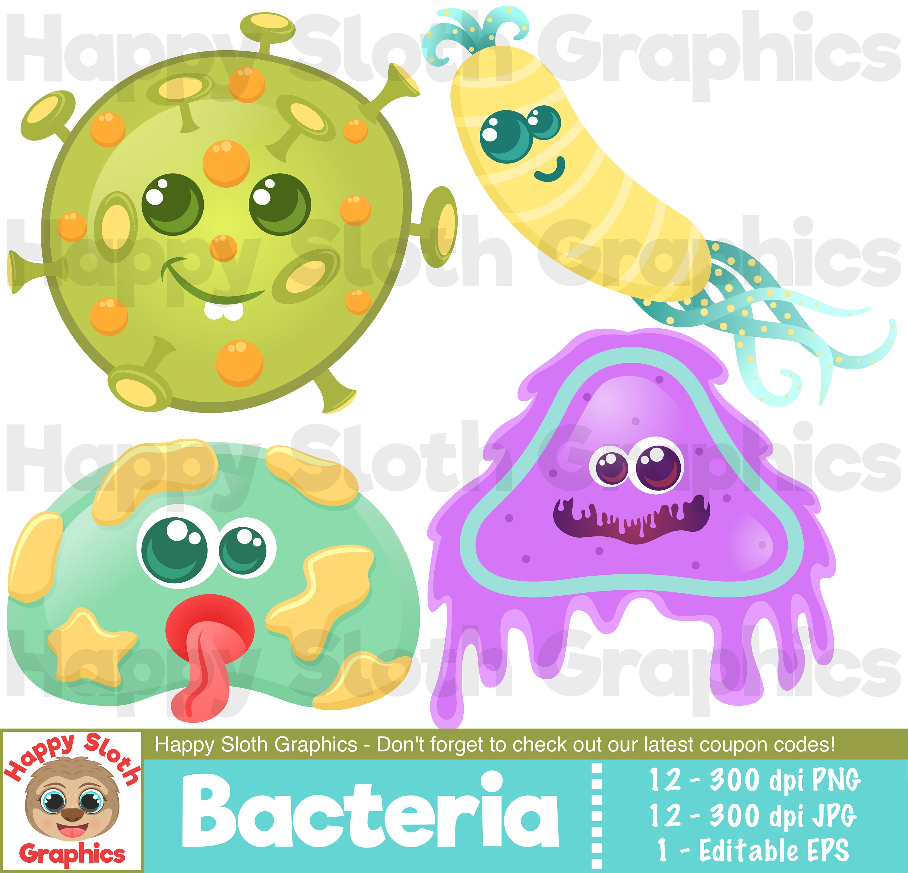 Happy Bacteria Clipart
