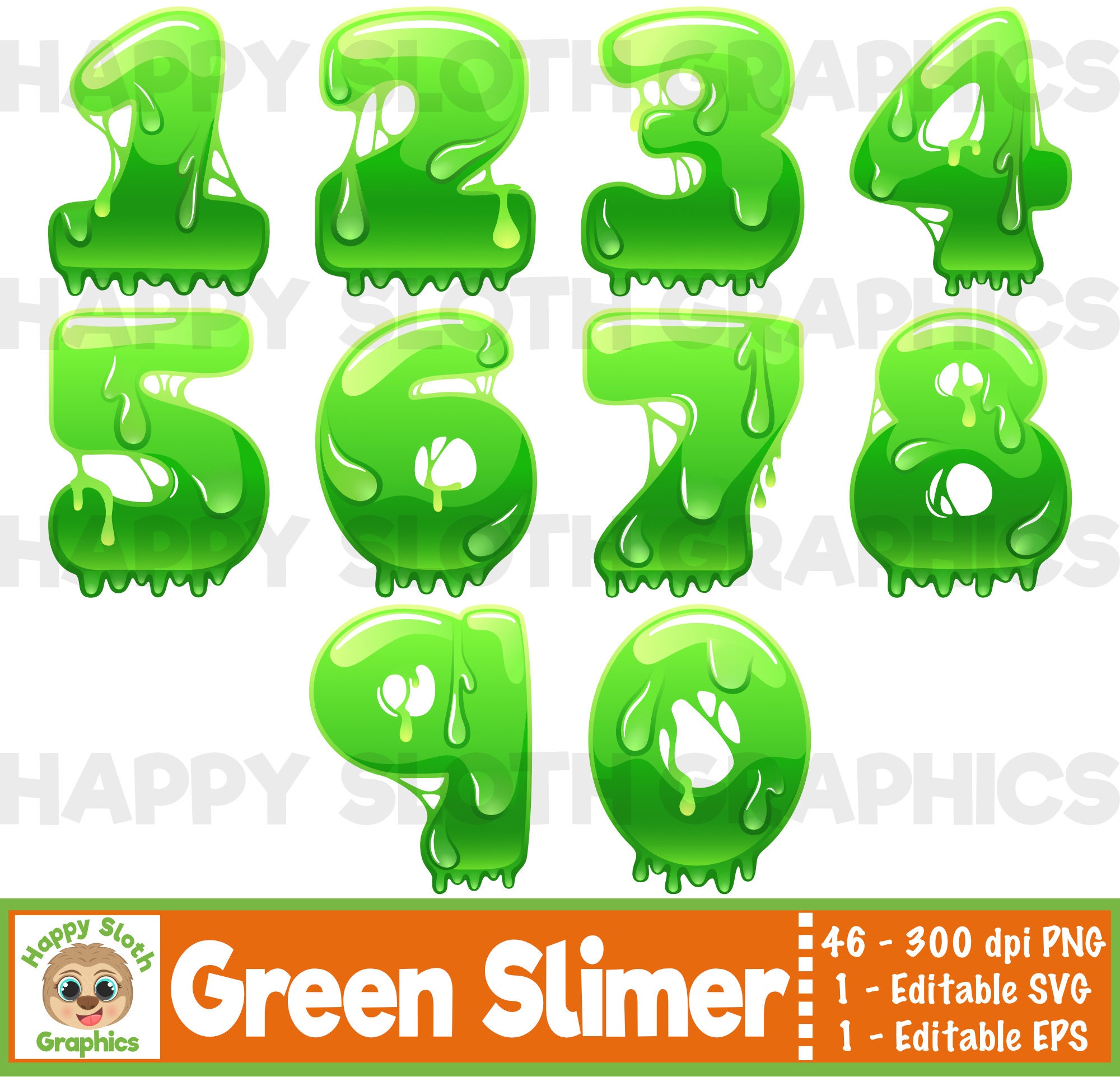 Green Slime Alphabet Clipart Set, Personal and Commercial Use Vector ...