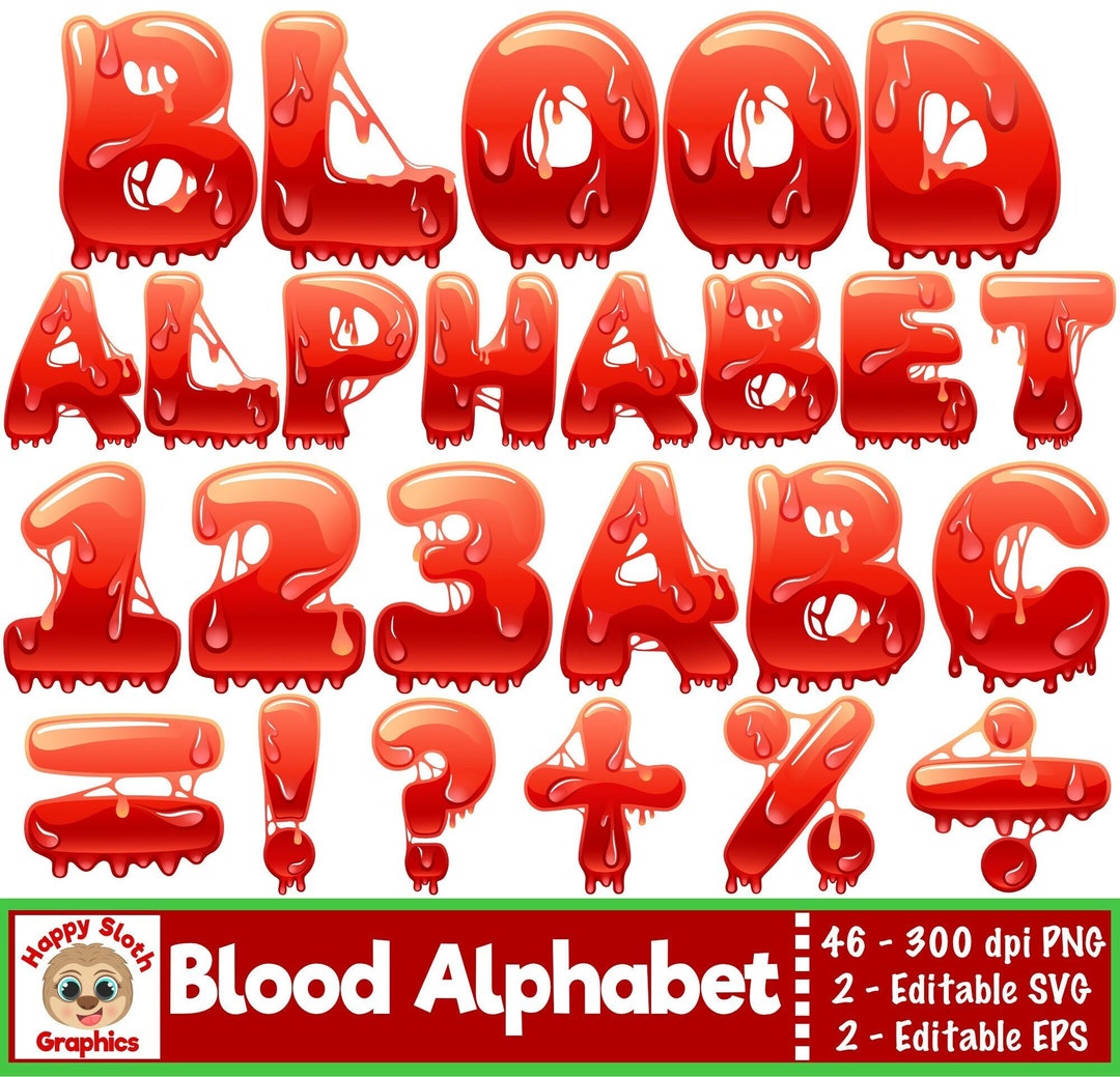 Blood Red Alphabet Clipart Set, Personal and Commercial Use Vector ...