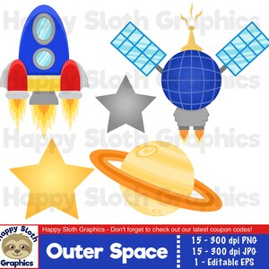 Outer Space Clipart Set, Personal and Commercial Use Vector, Space ...