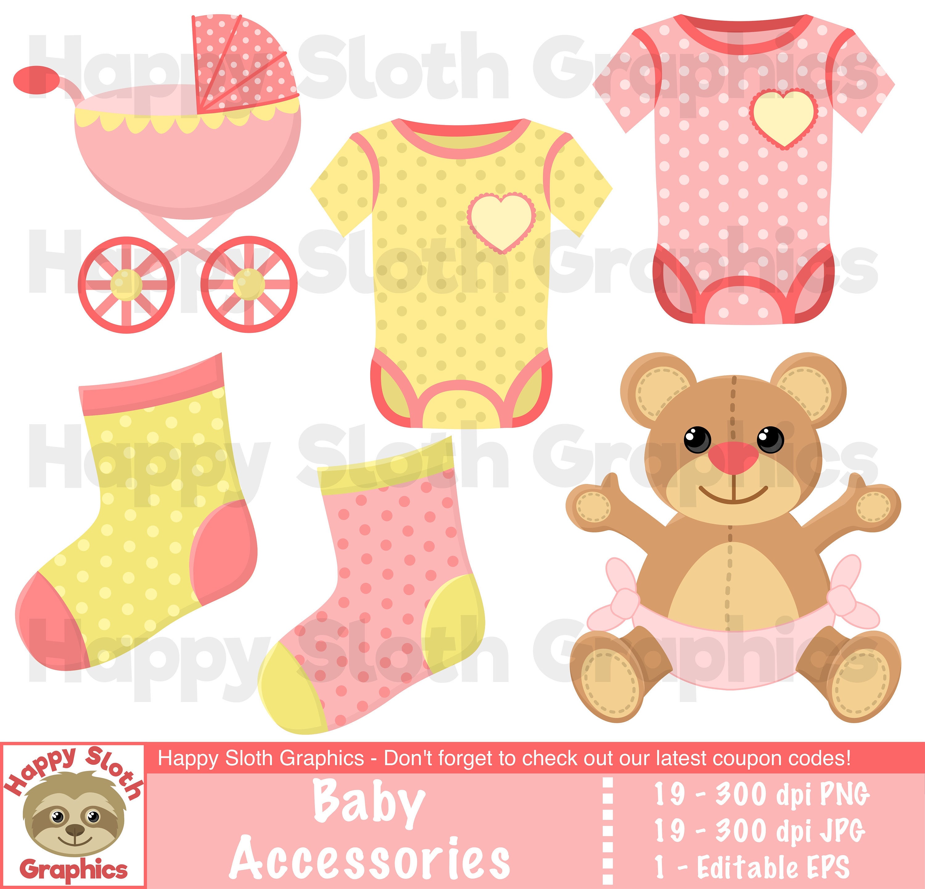 Baby Girl Accessories Clipart Set, Personal and Commercial Use Vector ...
