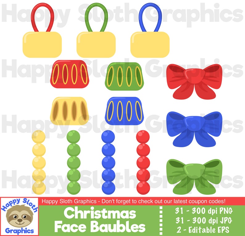 Christmas Face Baubles Clipart Set Personal and Commercial - Etsy