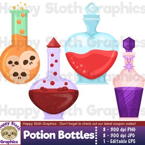 Halloween Potions Clipart Set, Personal and Commercial Use Vector ...