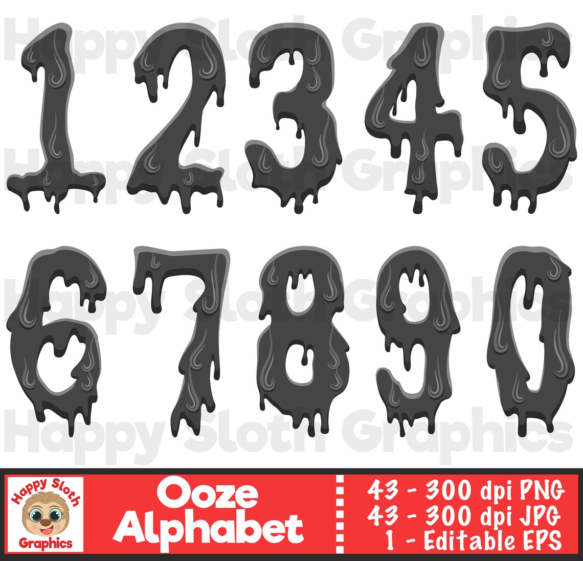 Black Ooze Clipart Set Personal and Commercial Use Vector - Etsy